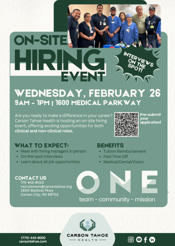 Happening Today! Carson Tahoe’s Onsite Hiring Event | Carson Tahoe Health